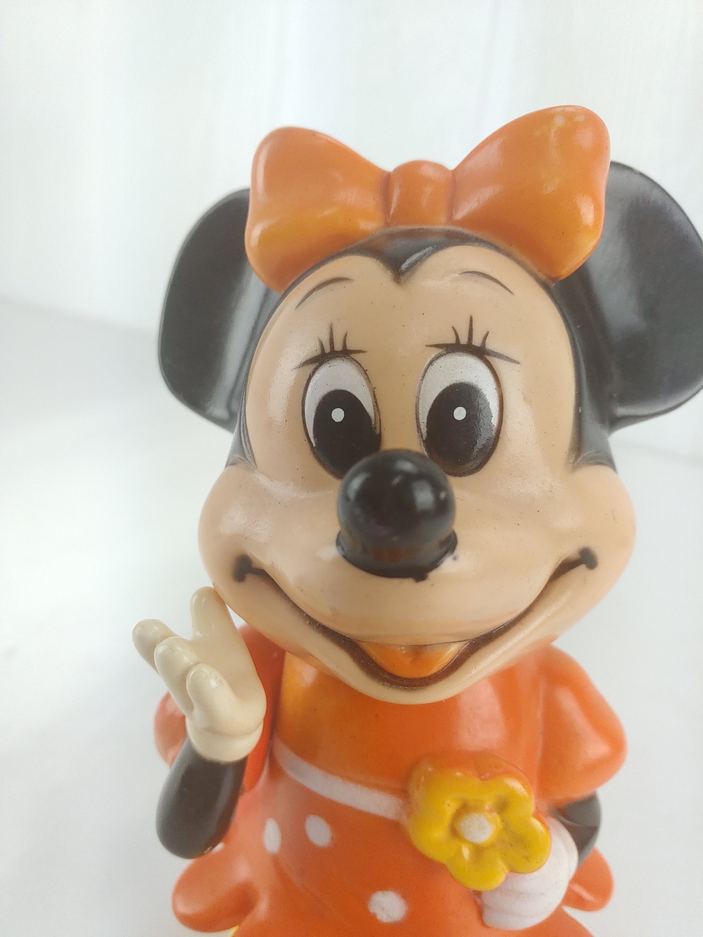 1960's Minnie Mouse Coin Bank 6.5" Vinyl Orange Vintage Disney Korea ...