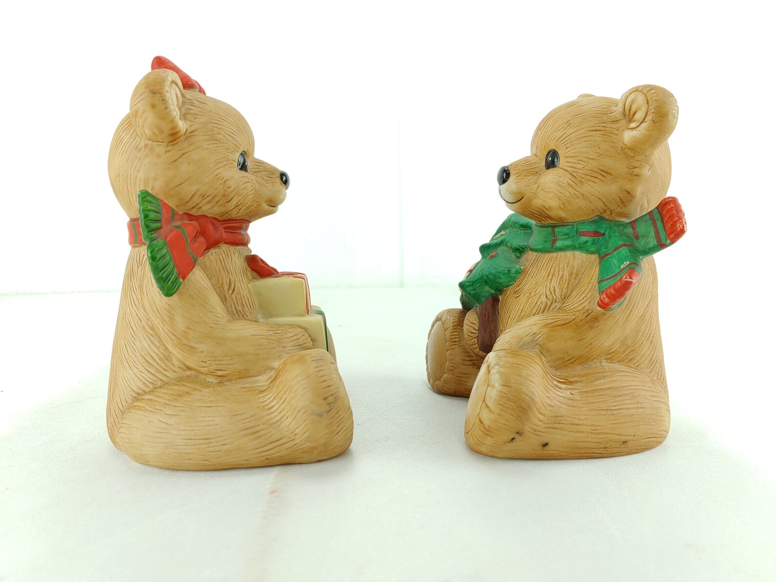 Homco Ceramic Christmas Teddy Bear Set of 2 Figurines 4 | Etsy