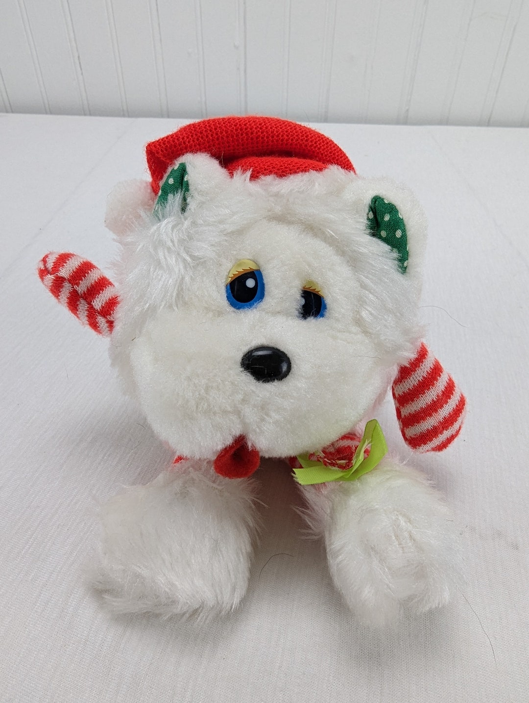 Cuddle Wit Christmas Bear Plush Elf Stuffed Animal 6" Hanging White Red ...