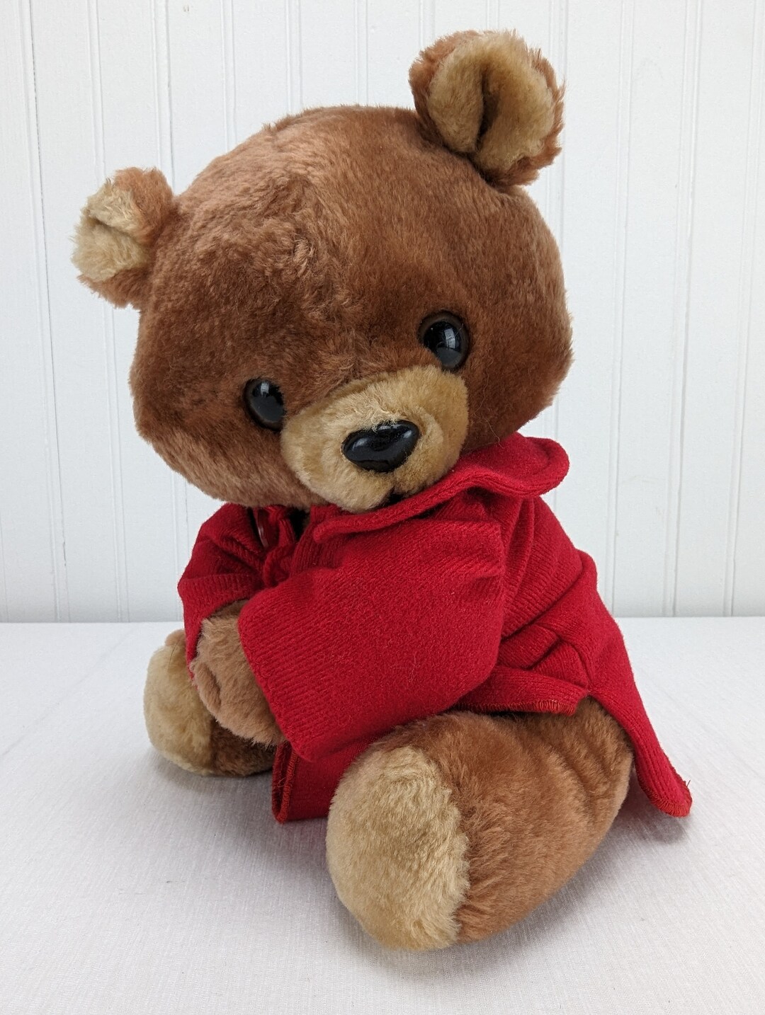 Vintage Russ Berrie Brown Teddy Bear Plush 9 Stuffed Animal 608 Red ...