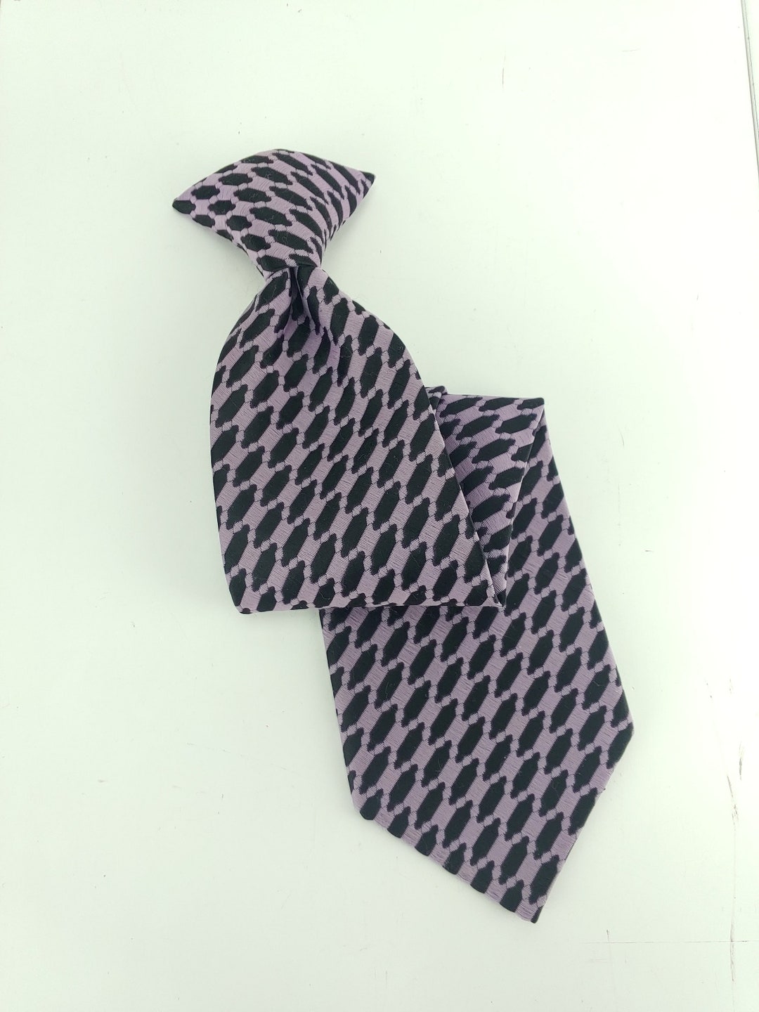Vintage Towncraft Snapper Men's Clip on Tie Purple Black 16.5" Long ...