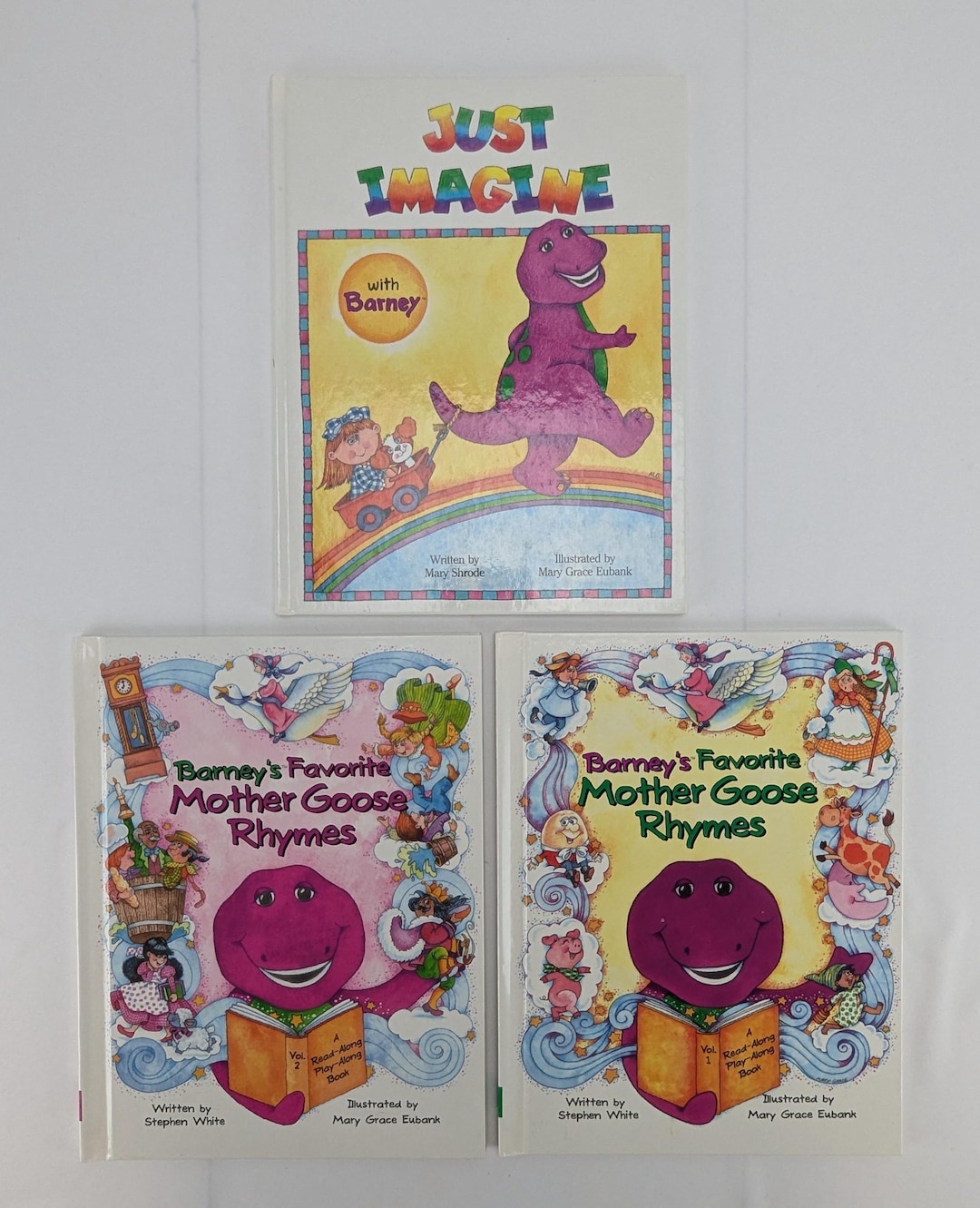 Vintage Barney Hardcover Children's Books Just Imagine Mother Goose ...