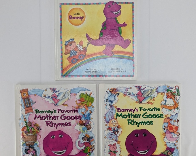 Vintage Barney Hardcover Children's Books Just Imagine Mother Goose ...