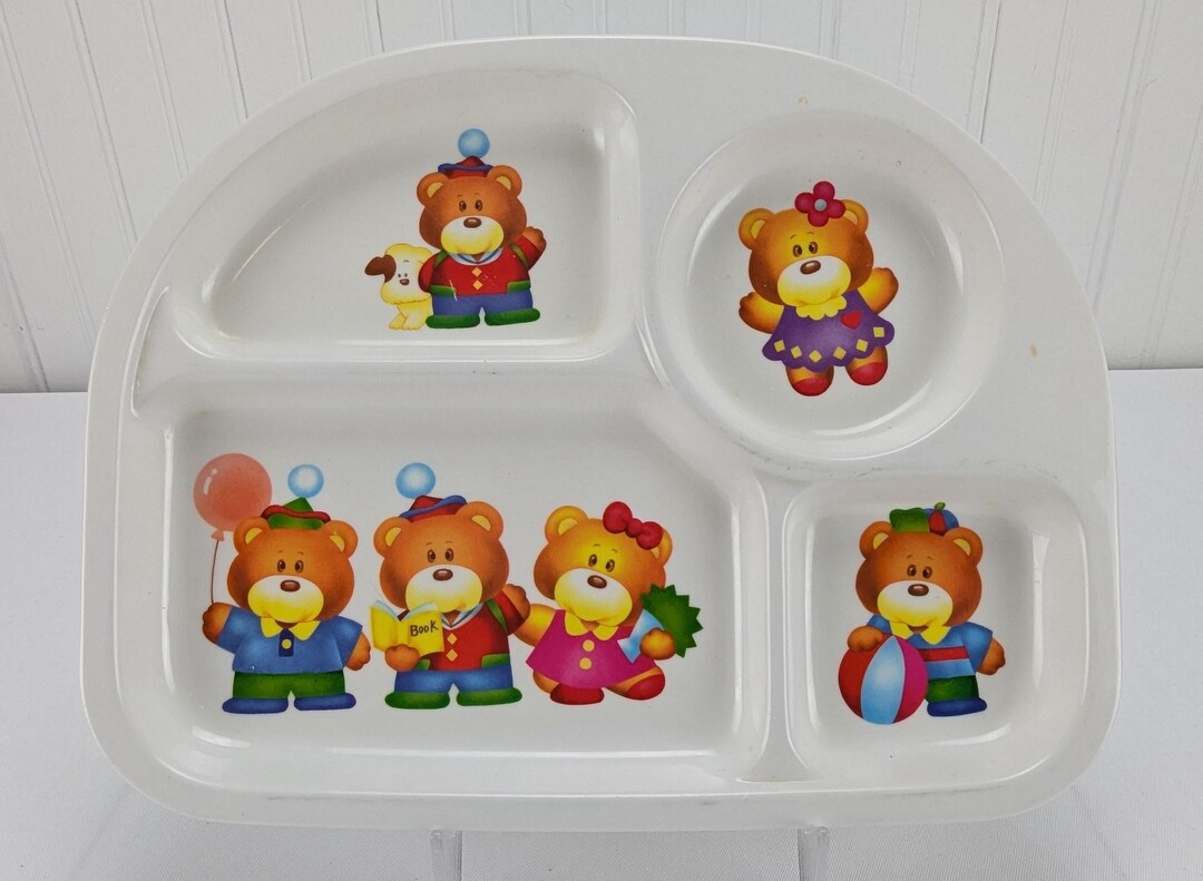 Vintage Shunta Melamine Ware Divided Children's Plate Teddy Bears 4 ...