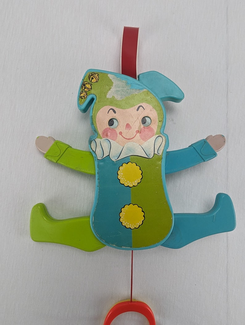 Vintage Fisher-price Jolly Jumping Jack Baby Crib Pull Toy #145 Squeaks ...