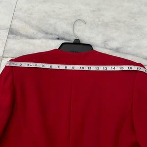 Vintage Kasper Blazer Red Black Trim Collarless 100% Wool One Button ...