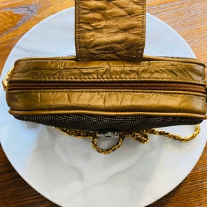 L.J Simone New York Gold Crossbody Purse, 80s Vintage Gold Crossbody ...