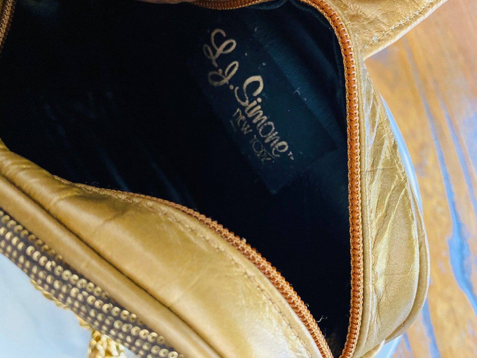 L.J Simone New York Gold Crossbody Purse, 80s Vintage Gold Crossbody ...