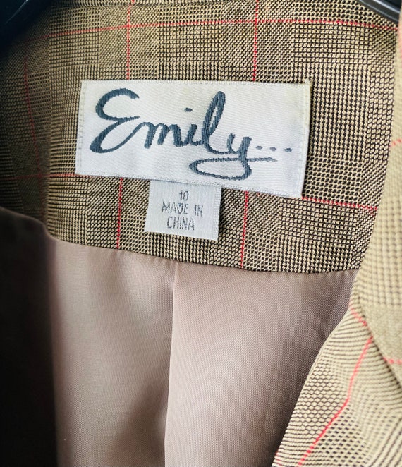 Emily 80s Vintage Tan Plaid Double Breasted Blazer - Gem