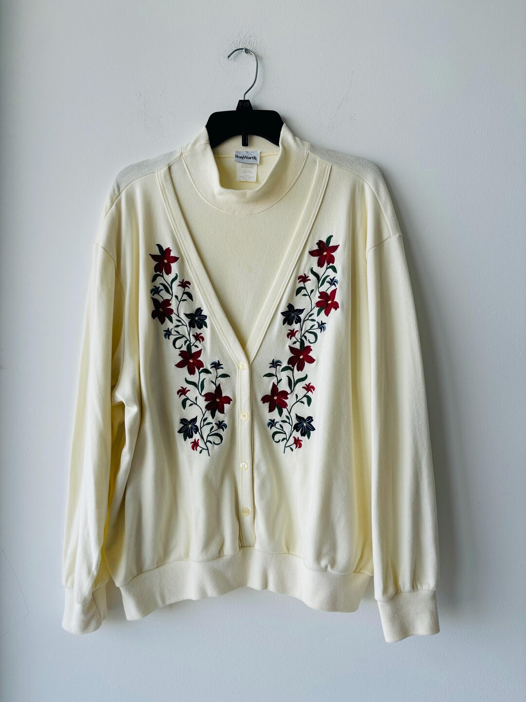 Vintage Bonworth Turtleneck Cardigan Pullover Top Grandma Christmas ...