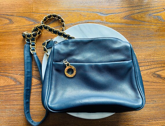 90s LJS Collection Navy Blue Leather Crossbody Chain Strap - Etsy