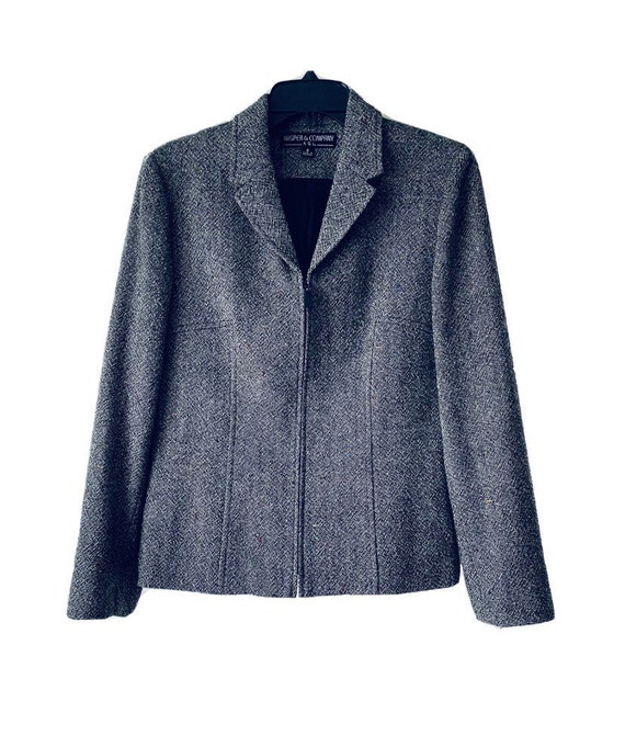 90s Kasper Company ASL Black & White Spotted Wool Jac… - Gem