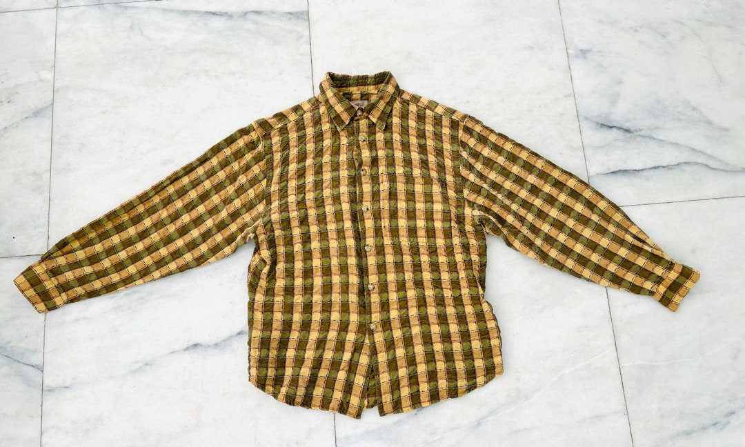 Mens Vintage the Territory Ahead Tencel Textured Button Down Shirt Size ...