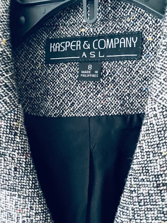 90s Kasper Company ASL Black & White Spotted Wool Jac… - Gem