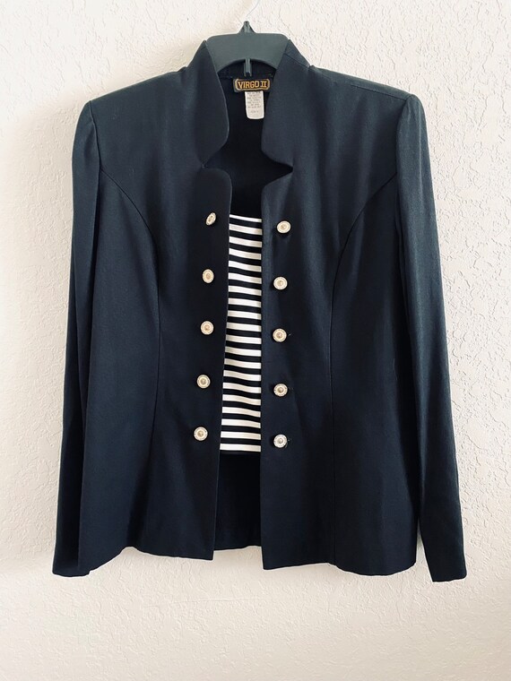 90s Virgo II Black Striped Center Military Acetate Bl… - Gem