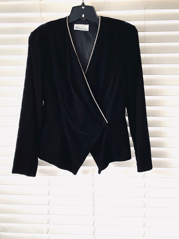 80s Shuet Young HW Collections Black Velvet Rhineston… - Gem
