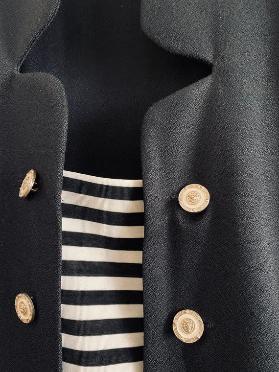 90s Virgo II Black Striped Center Military Acetate Bl… - Gem