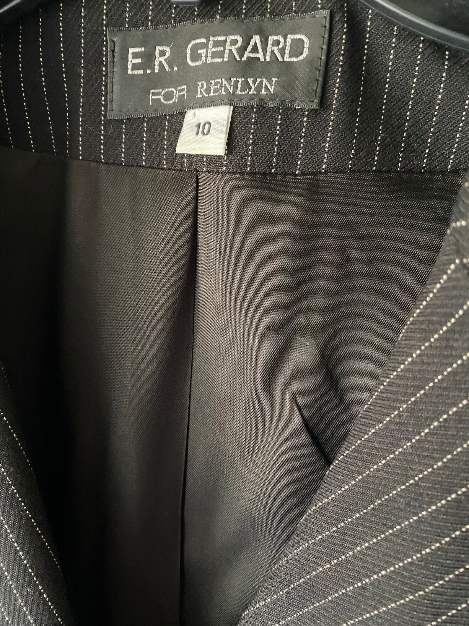 Vintage E.R. Gerard for Renlyn Black Pinstripe Blazer Womens Power Suit ...