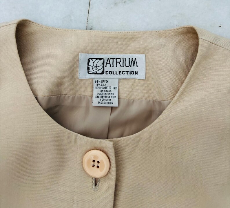 VTG Atrium Collection Skirt Suit Jacket Set Beige Women 14 Office 90s ...
