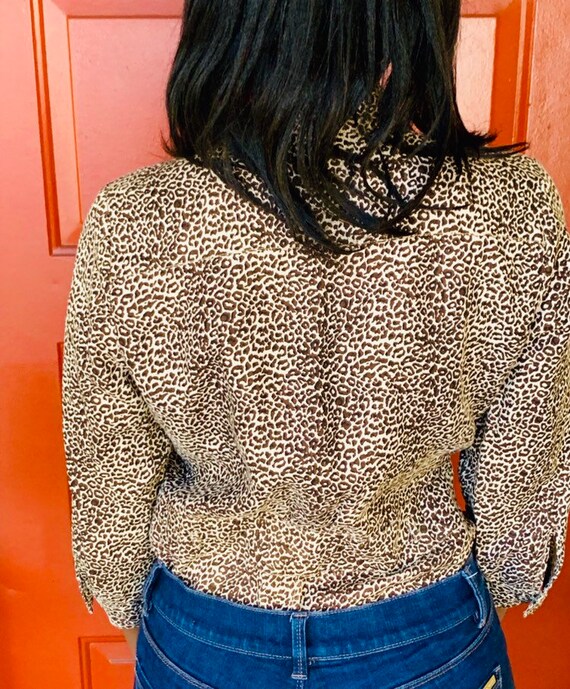 80s Richard Malcolm Leopard Print Linen Top, 80s Vint… - Gem