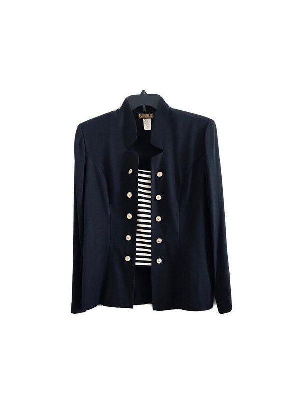 90s Virgo II Black Striped Center Military Acetate Bl… - Gem