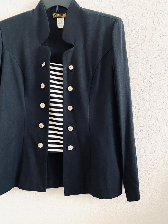 90s Virgo II Black Striped Center Military Acetate Bl… - Gem