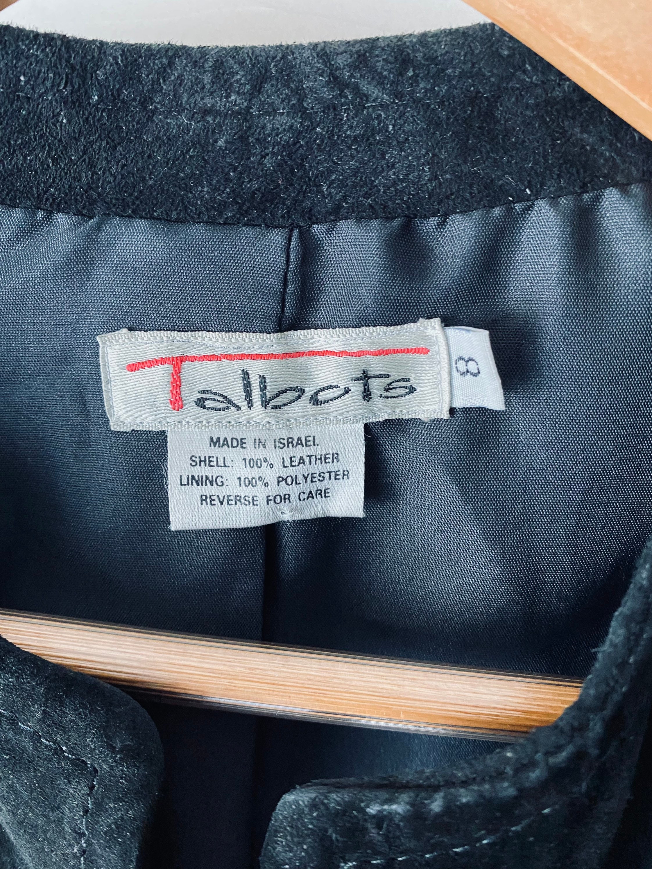 Talbots 90s Vintage Black Leather Suede Open Front Moto Jacket - Etsy