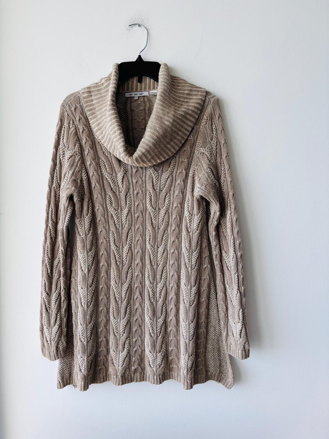 Vintage Eight Eight Eight Sweater Beige Cable Knit Cowl Neck Western ...