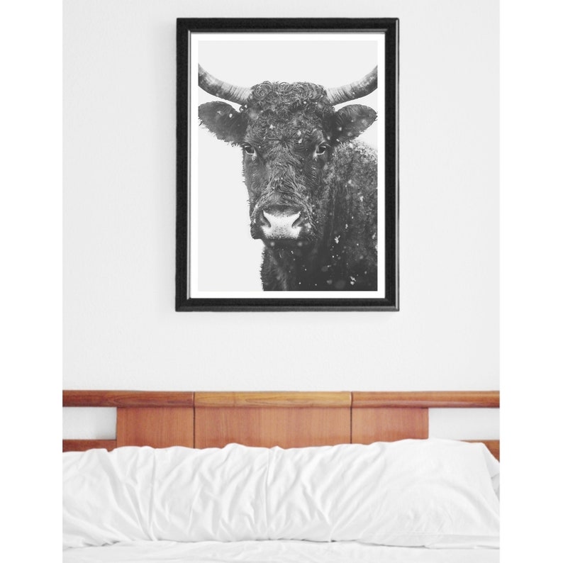 Cow Print Printable Wall Art Western Decor Black and White | Etsy