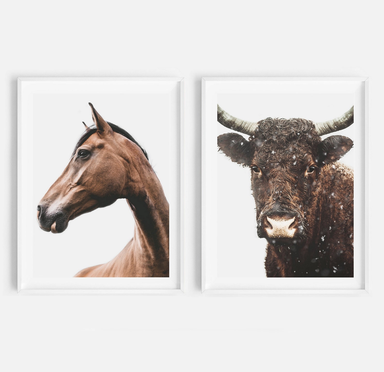 Set of 2 Horse Print Cow Poster Set of Prints Printable | Etsy