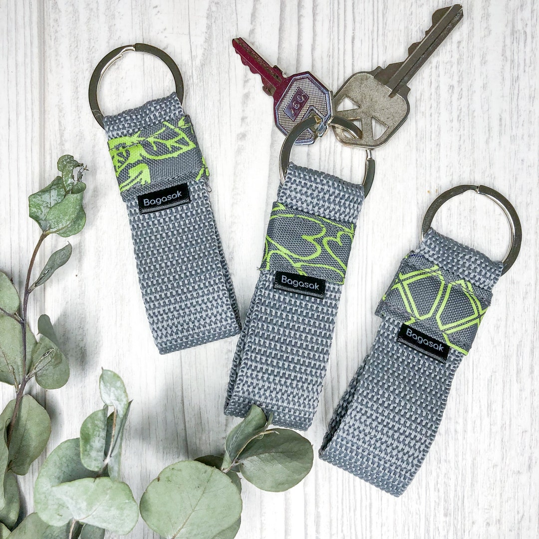 Gray-light Green Mini Keychain, Fabric Keyring, Keyring for Women, Gift ...