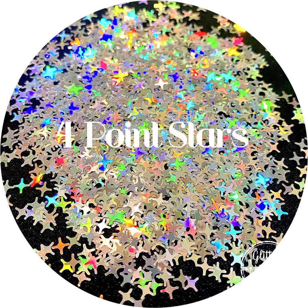 4-point Stars Silver Holographic Glitter Shape - Polyester Glitter - Etsy