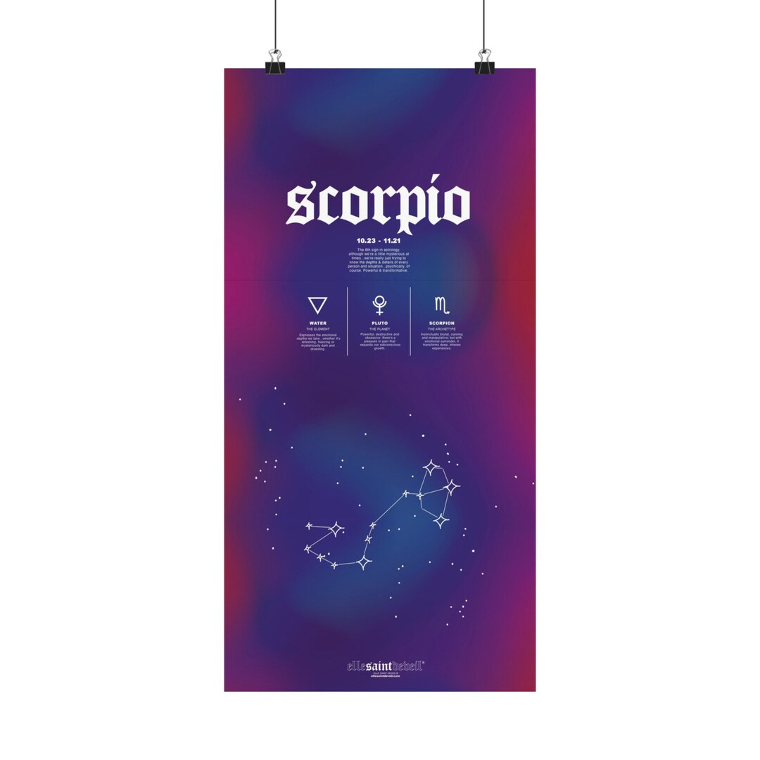 Scorpio Zodiac Poster Astrology Art Handcrafted Constellation Vertical ...