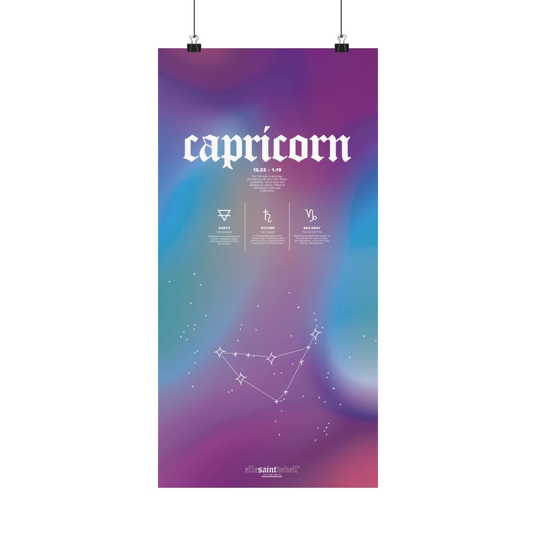 Capricorn Zodiac Poster Astrology Art Handcrafted Constellation ...