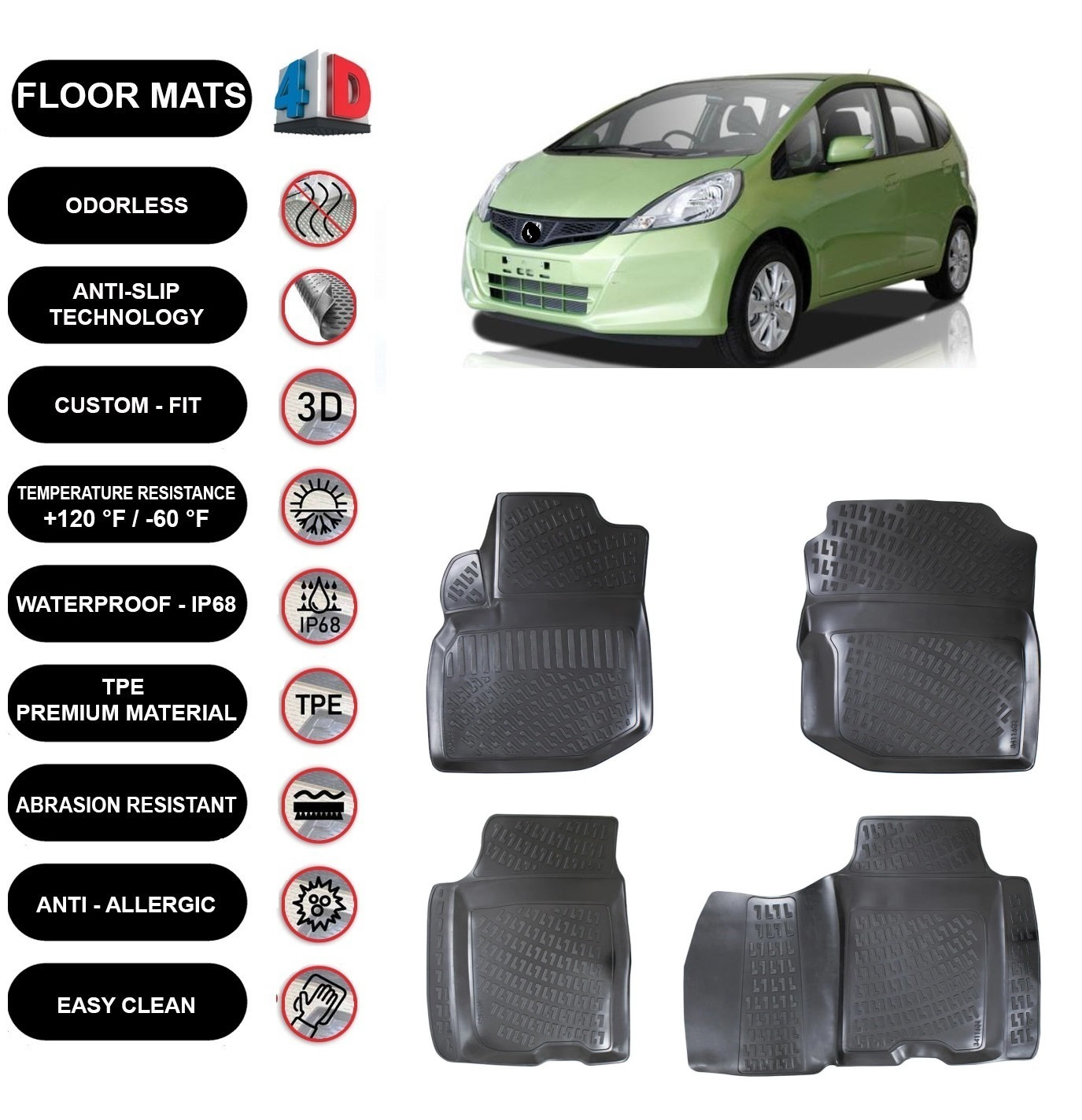 Honda fit rubber floor mats store