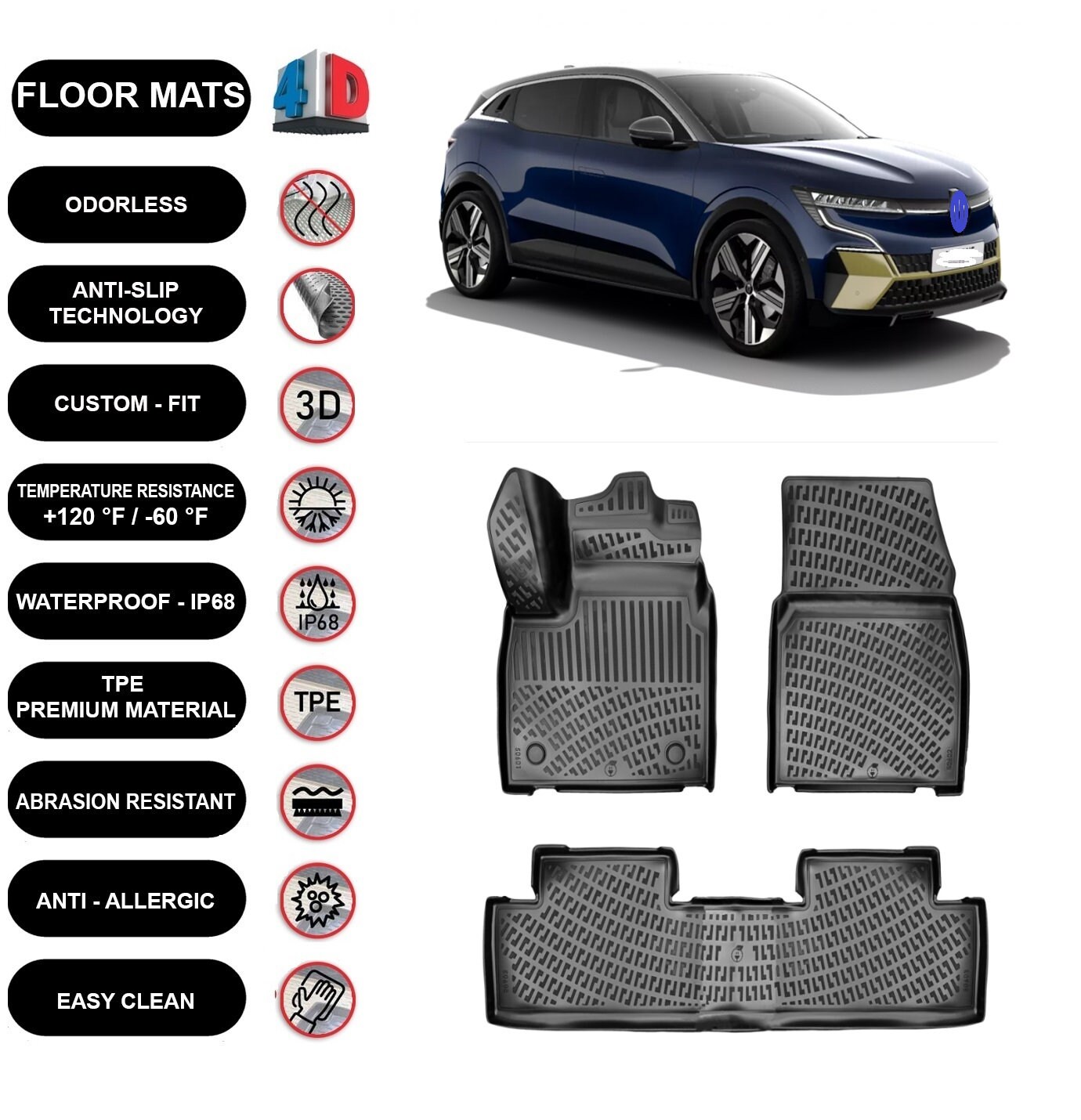 Floor Mats Liner Fits Renault Megane E-tech 2022-up - Etsy