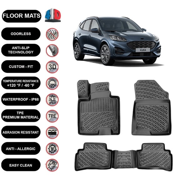 Floor Mats Liner Fits Ford Kuga 2019 2022 Waterproof 4D Molded Black 4pcs Etsy Finland