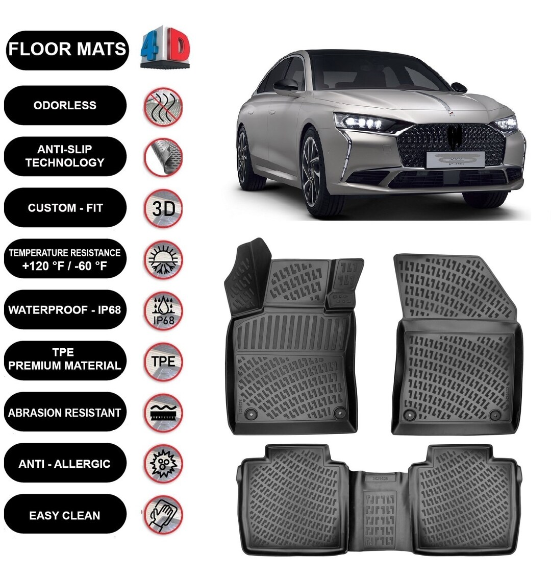 Floor Mats Liner Fits DS DS9 (2021-2024) All Wheather Waterproof 4D ...