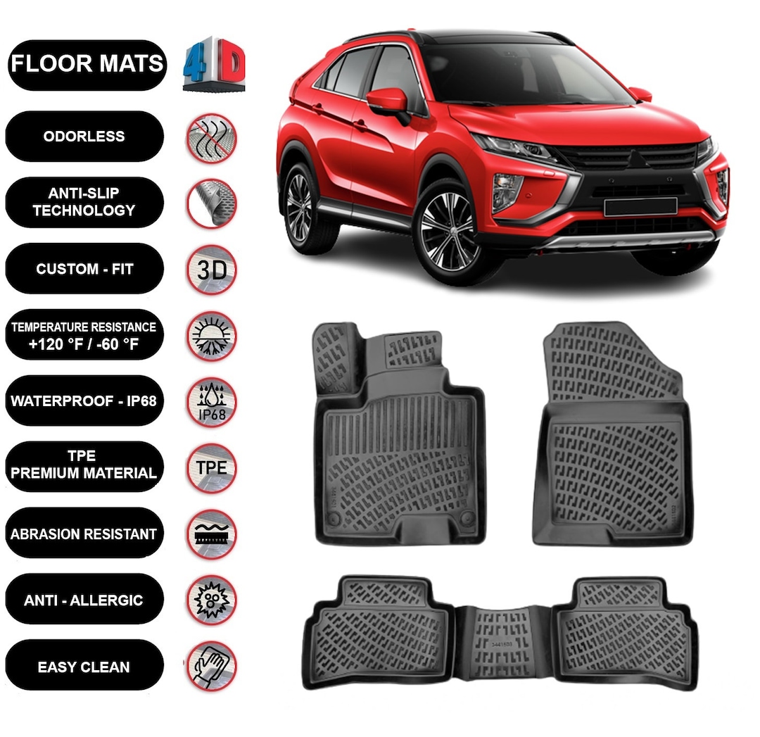 Floor Mats Liner Fits Mitsubishi Eclipse Cross 2018-2023 Waterproof 4D ...