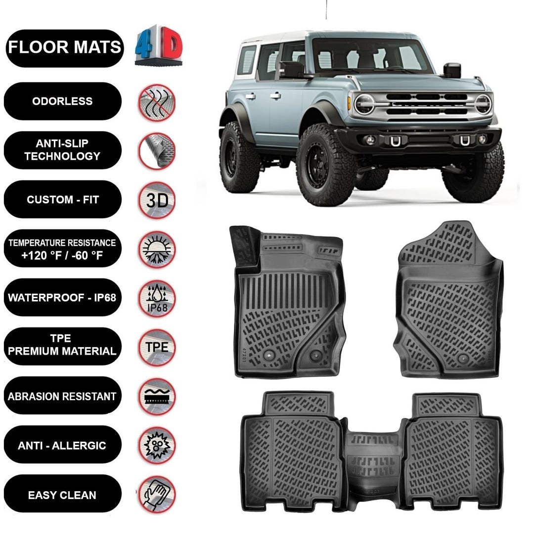 Floor Mats Liner Fits Ford Bronco 4door Carpet Flooring Compatible ...