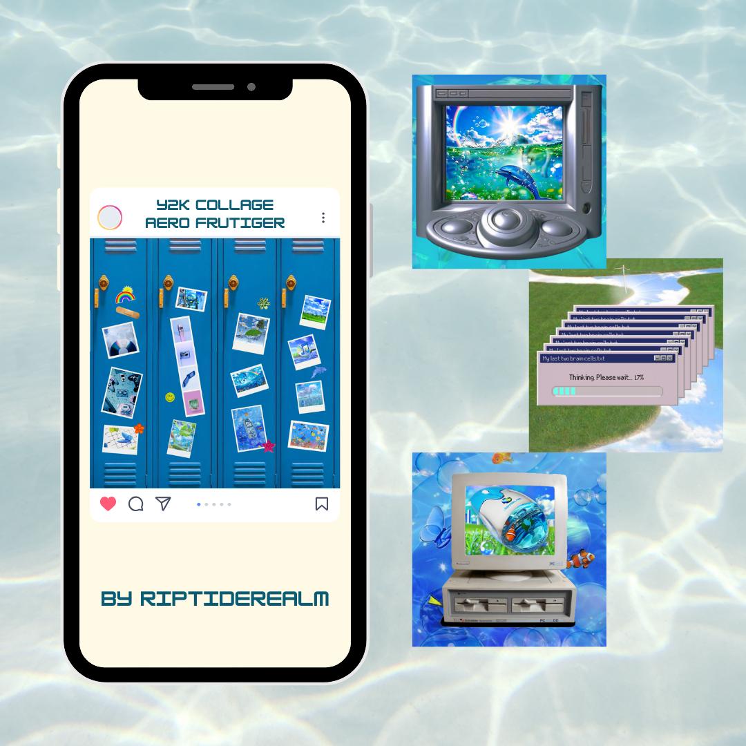 Y2K Frutiger Collage Social Media Templates, Cybercore Y2K Posts, 2000s ...