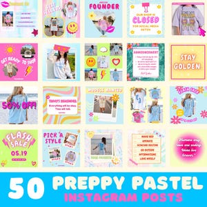50 Preppy Pastel Social Media Templates, Preppy Branding Templates ...
