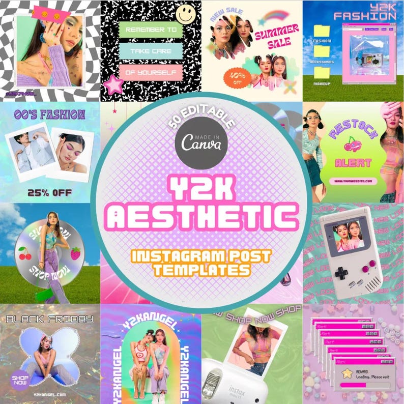 Y2K Aesthetic Social Media Posts, Y2K Instagram, 2000s Business Posts ...