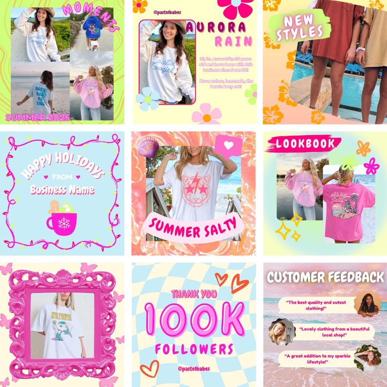 50 Preppy Pastel Social Media Templates, Preppy Branding Templates ...