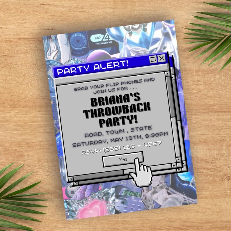 Y2K Cyber Computer Party Invitation, 2000s Birthday Invite, Pop Culture ...
