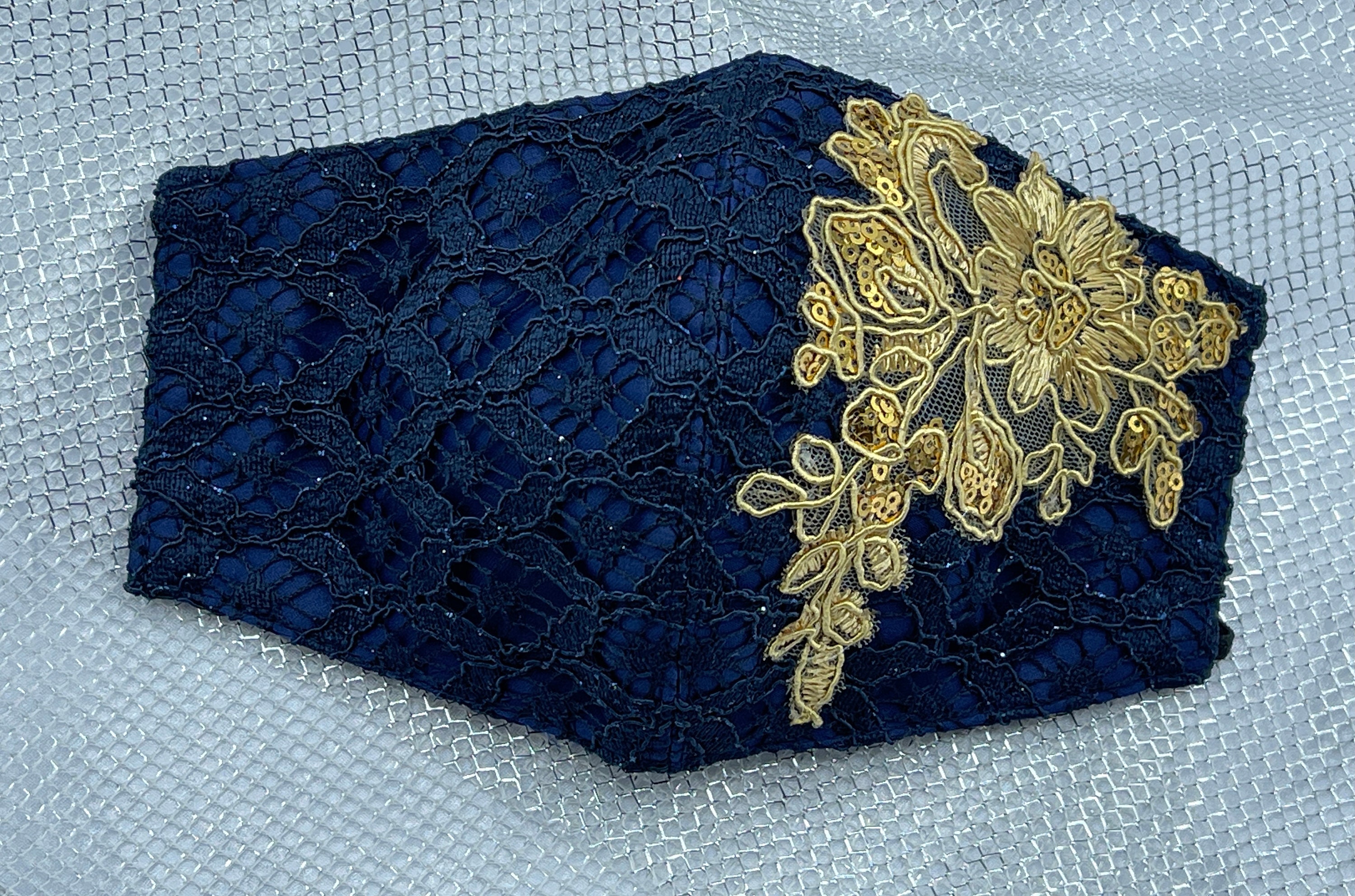 Face Mask Royal Blue Golden Brocade Flower King Series With Filter ...