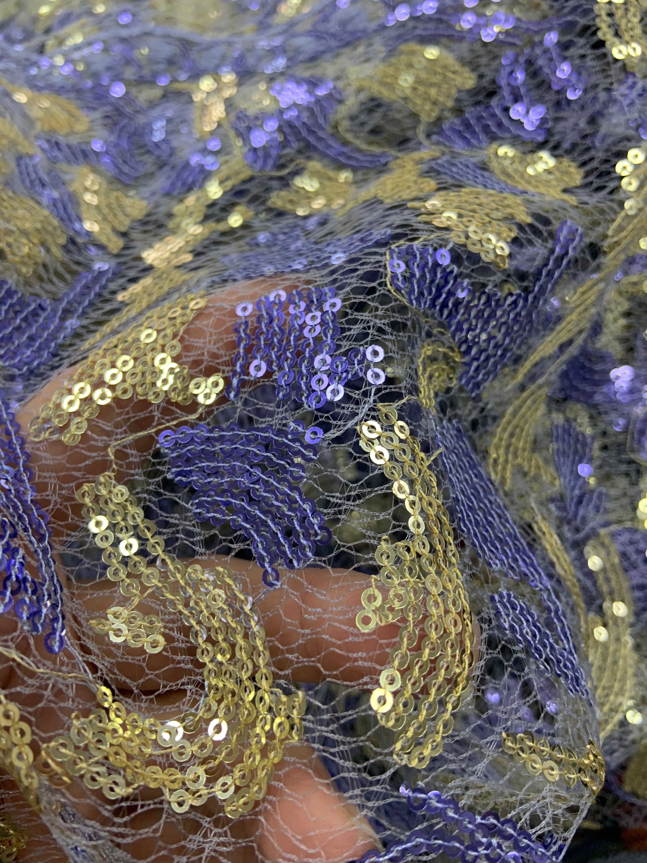 180x150 Cm Purple Mesh Embroidered With Gold and Violet - Etsy