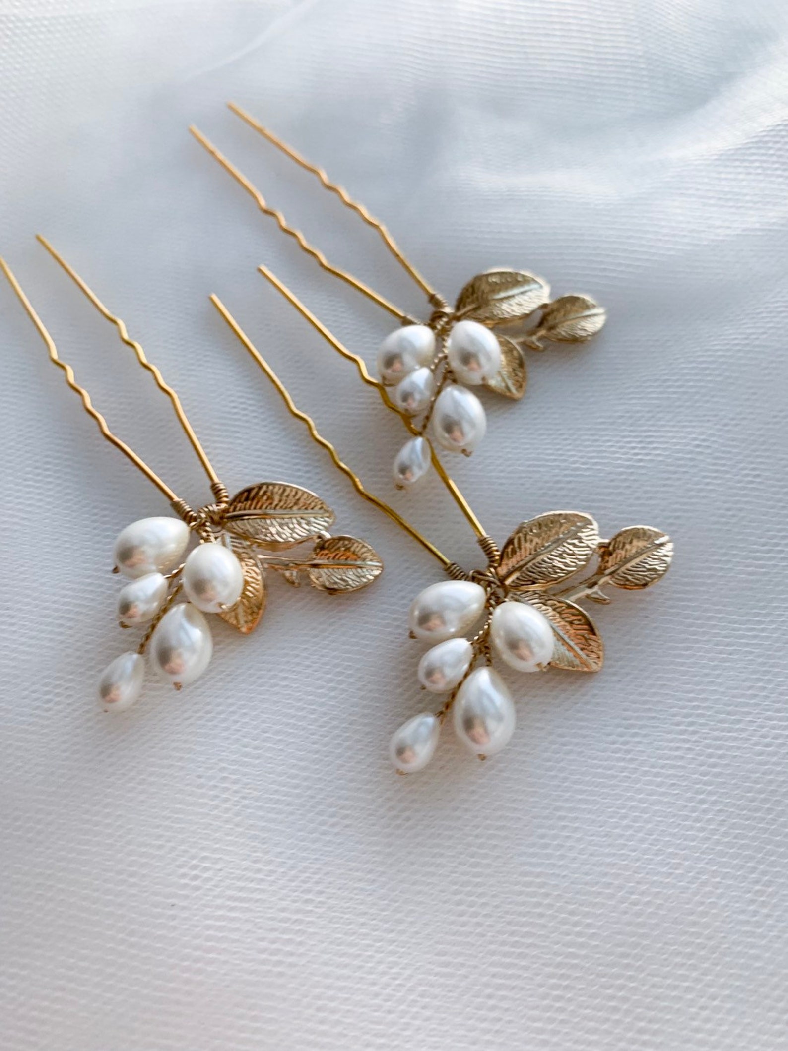 Pearl Hair Pins Set of 3 Bridal Gold Hair Pins Wedding Gold | Etsy