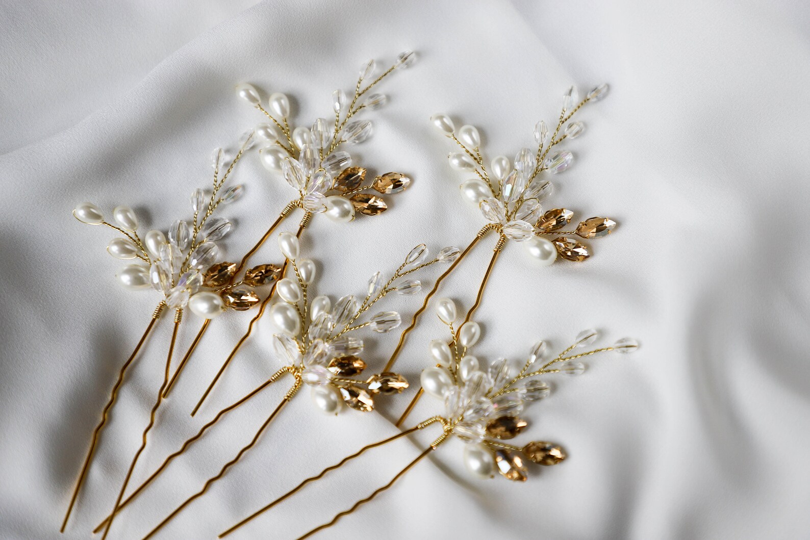 Pearls Hair Pins Set of 5 Bridal Ivory Hair Pins Wedding - Etsy