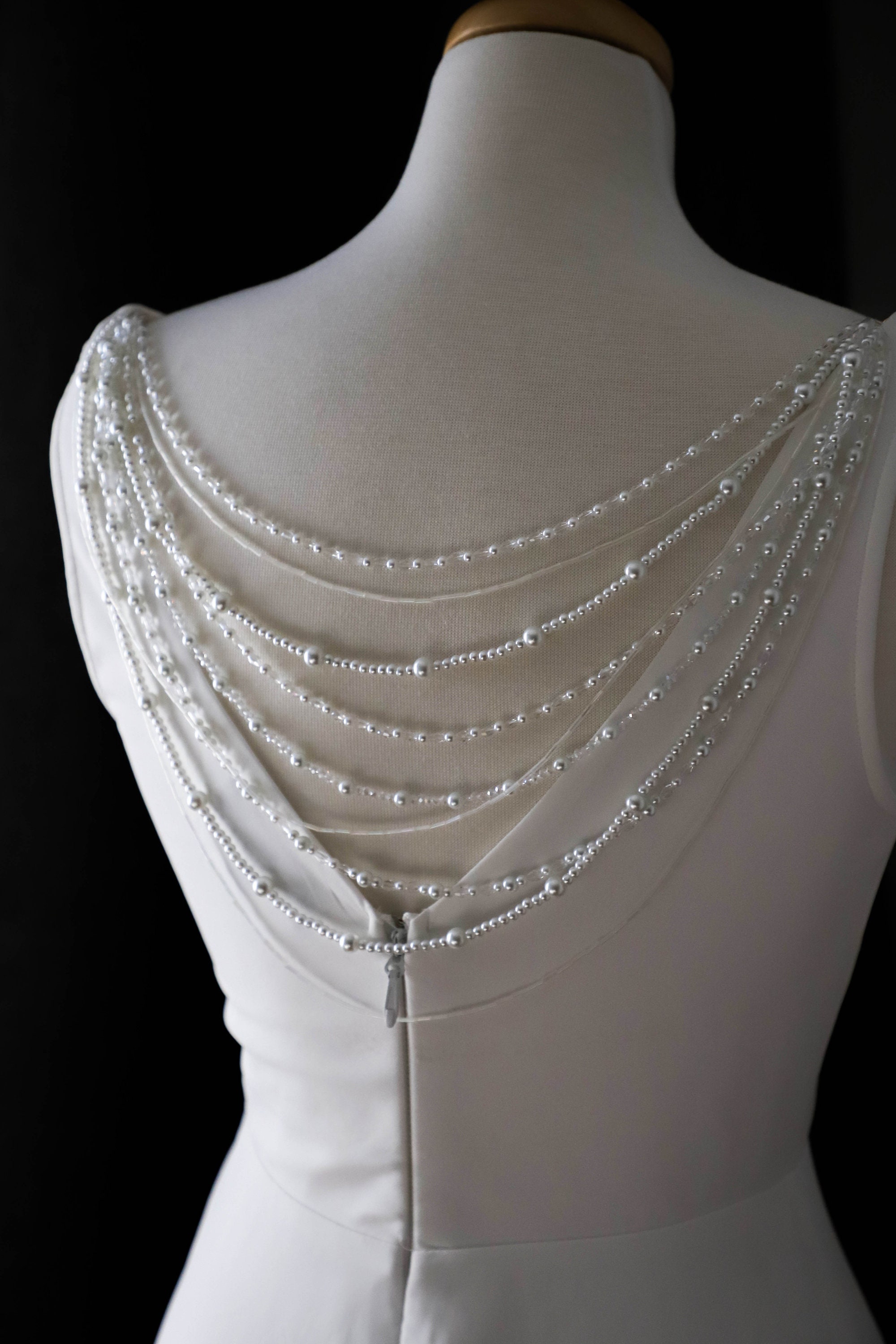 Wedding back necklace White Pearl back necklace Bridal | Etsy